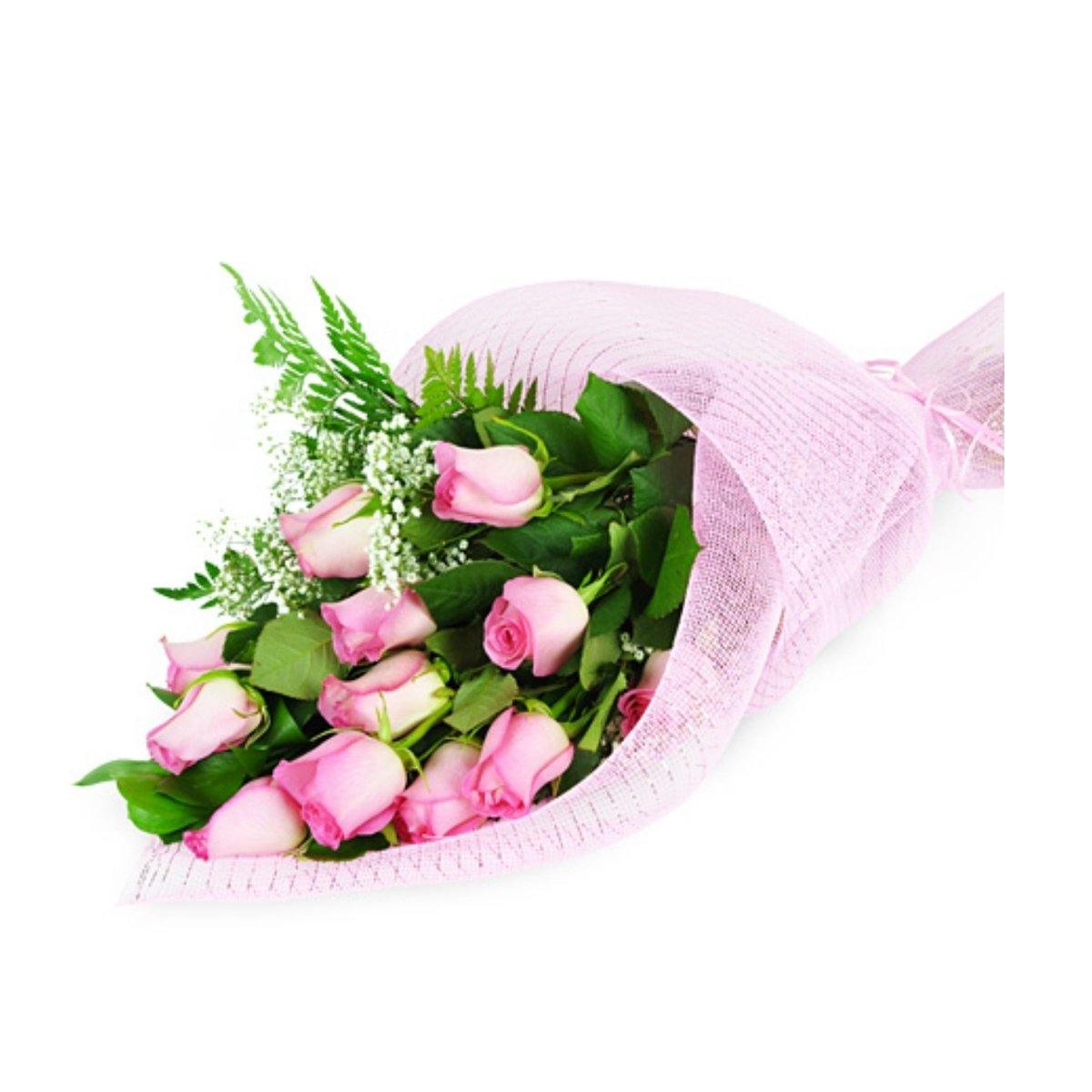 Perfectly Wrapped Pink Long Stem Roses - Shalimar Flower Shop